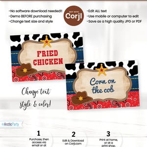 Western Place Cards, Printable Western Tent Cards - Western Labels ...