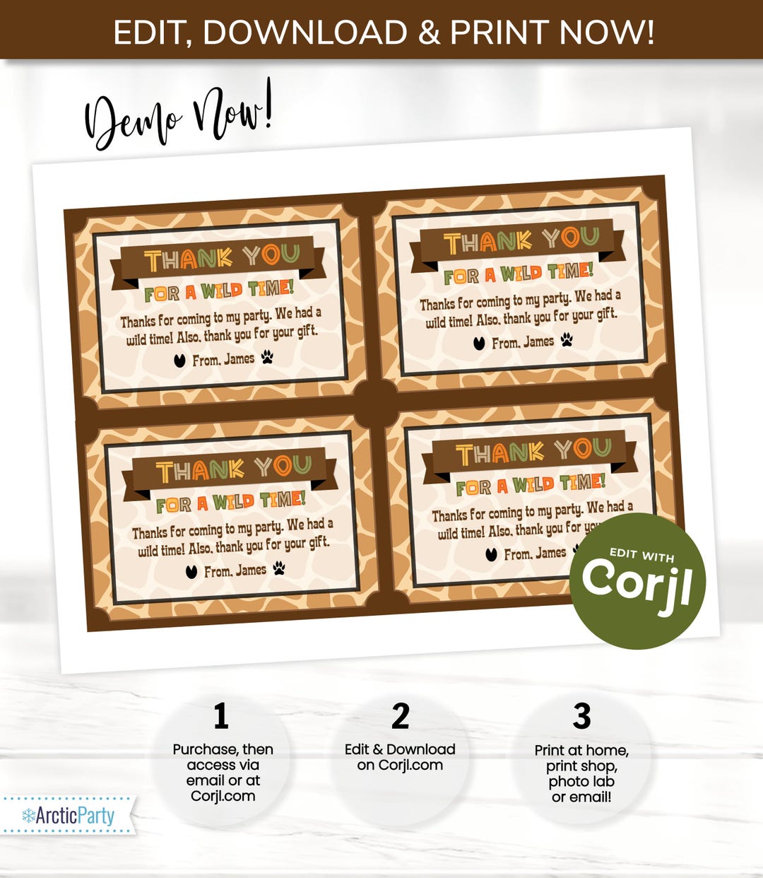 Safari Thank You Cards - Safari Card - Safari Birthday Thank You Card ...