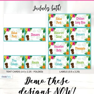 Luau Place Cards, Printable Luau Tent Cards - Luau Party Labels - Luau ...