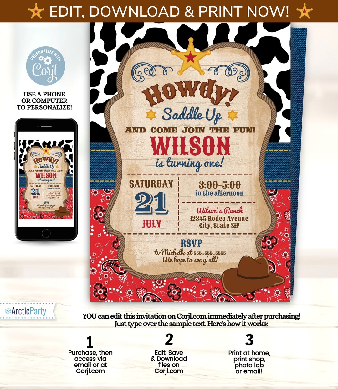 Cowboy Invitations Western Invitations Cowboy Party Invitations Western ...