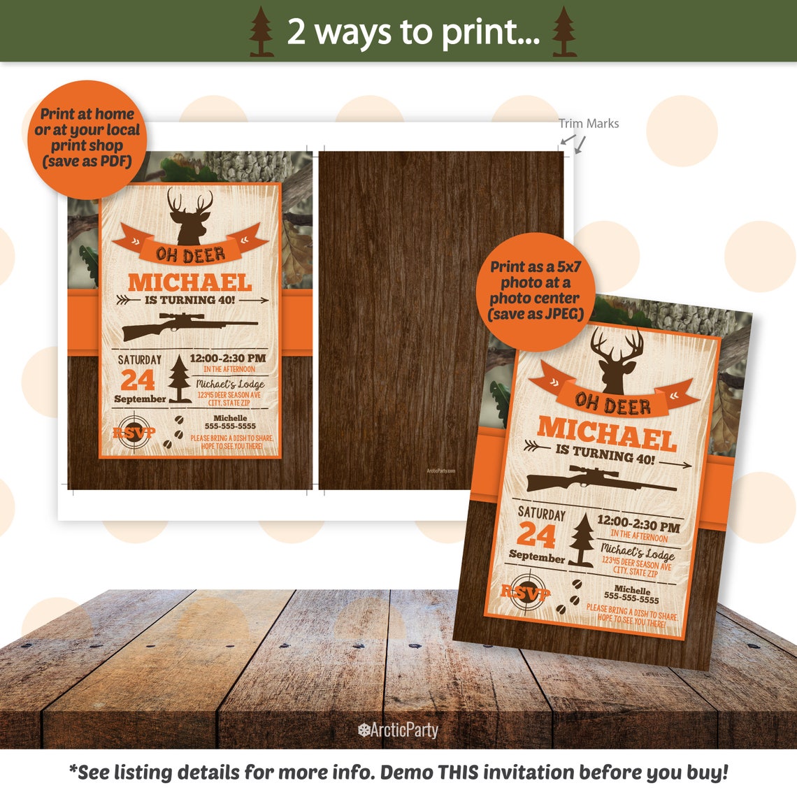 Hunting Party Invitations Hunting Birthday Party Invitation - Etsy