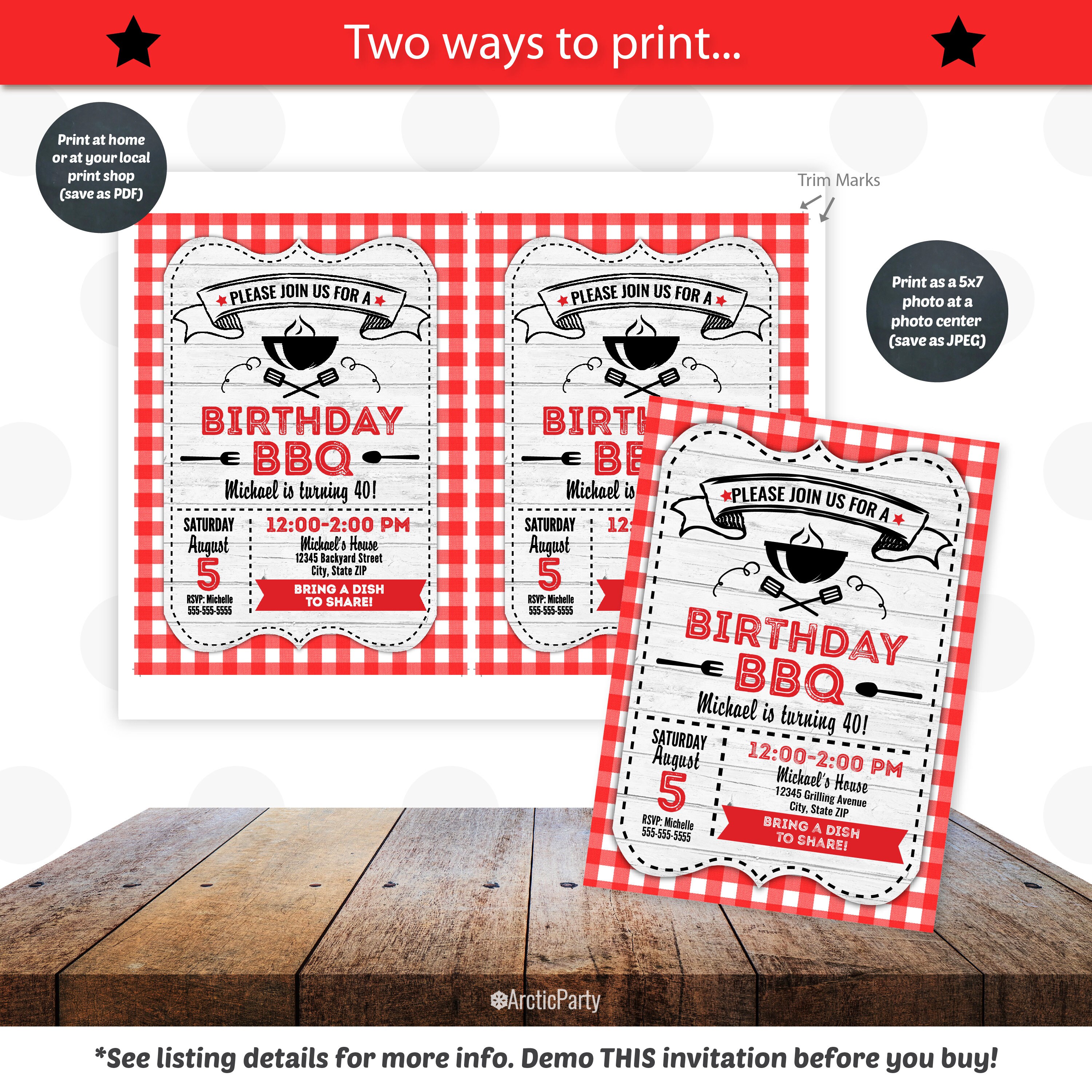 BBQ Invitations BBQ Birthday BBQ Party Invitations | Etsy