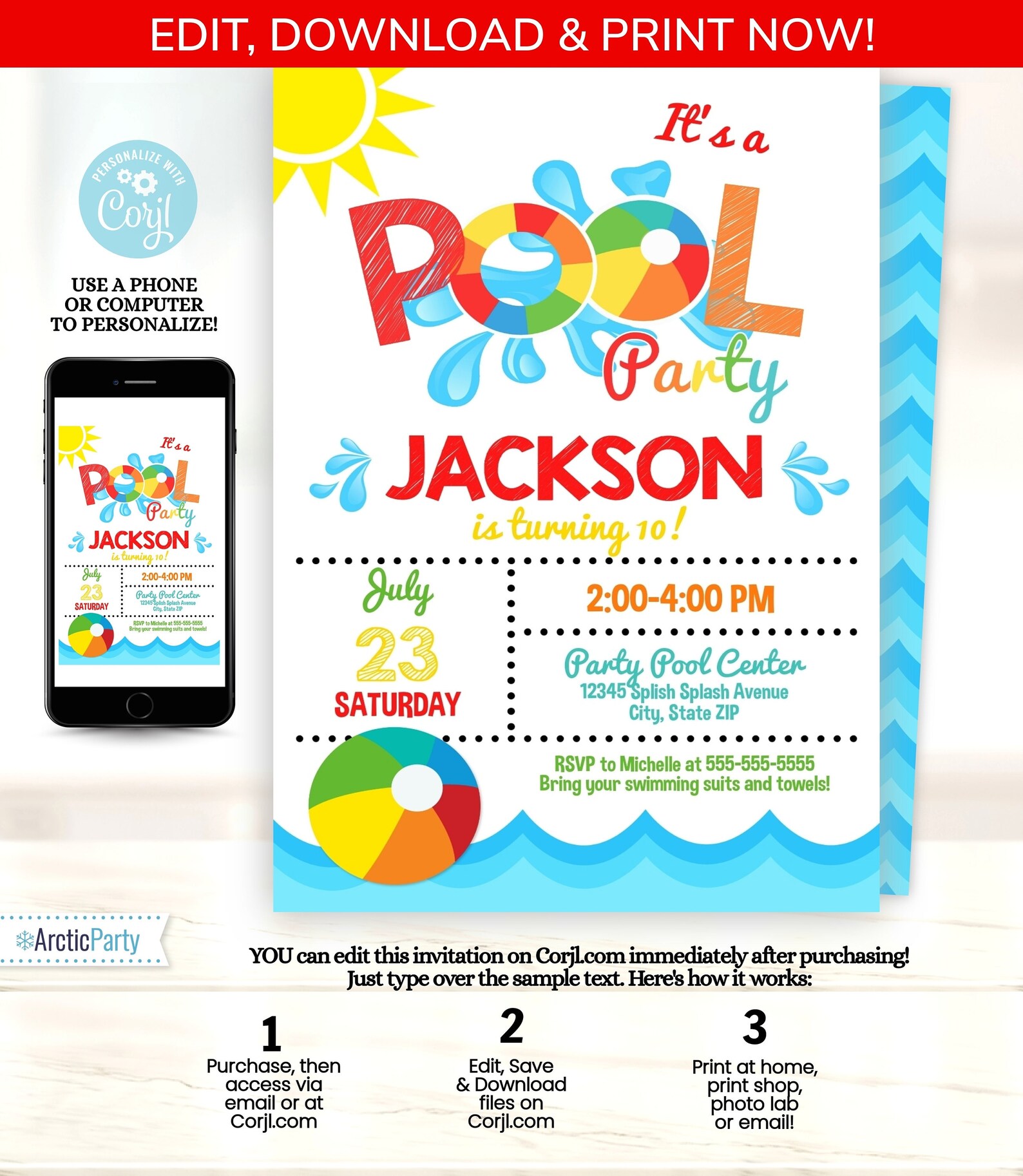 Swim Pool Party Invitation Swimming Pool Birthday Party - Etsy