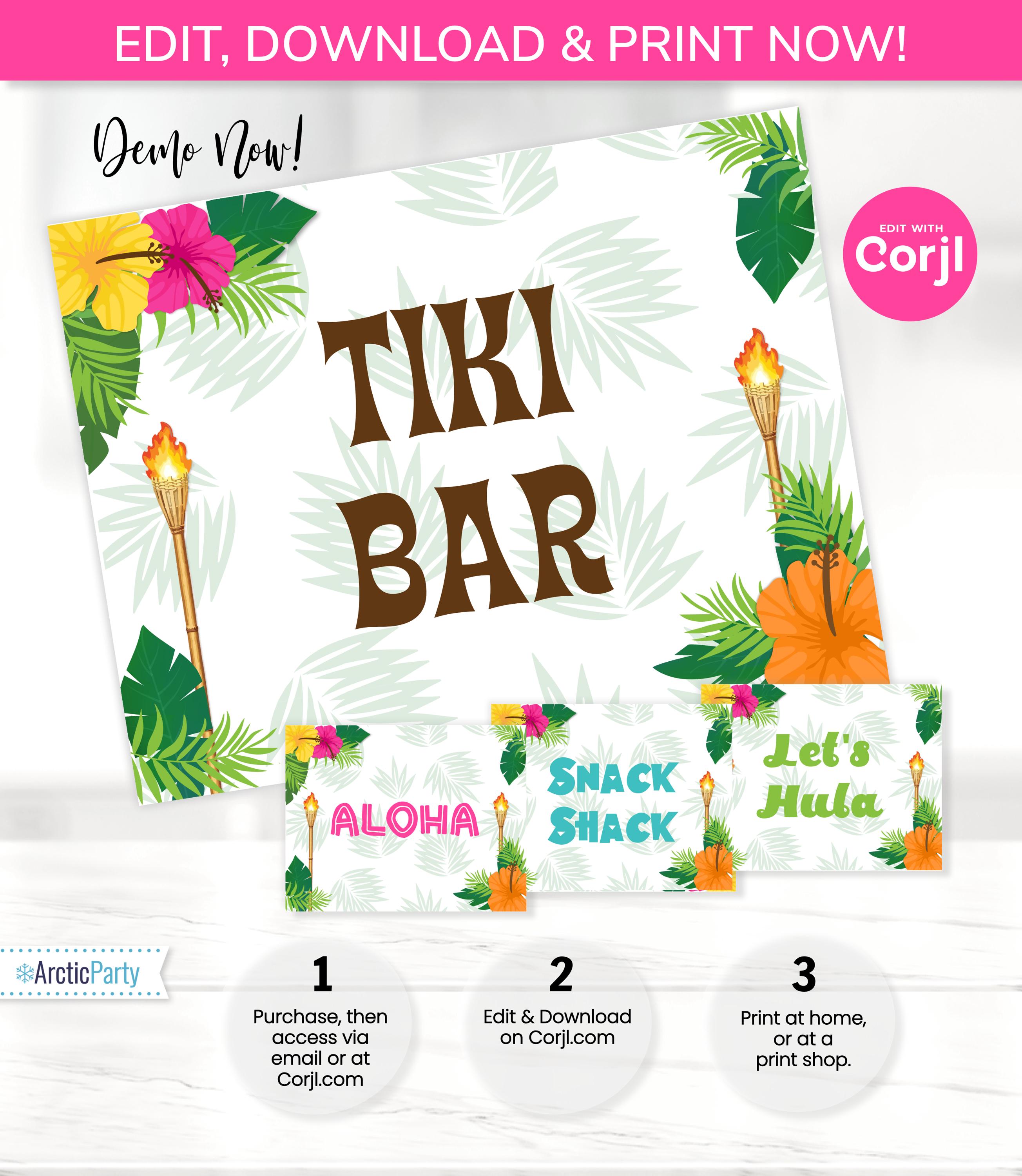 Luau Party Signs - Hawaiian Luau Sign - Luau Party Supplies - Tropical ...