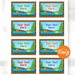 Fishing Place Cards, Printable Fishing Tent Cards - Fishing Labels ...