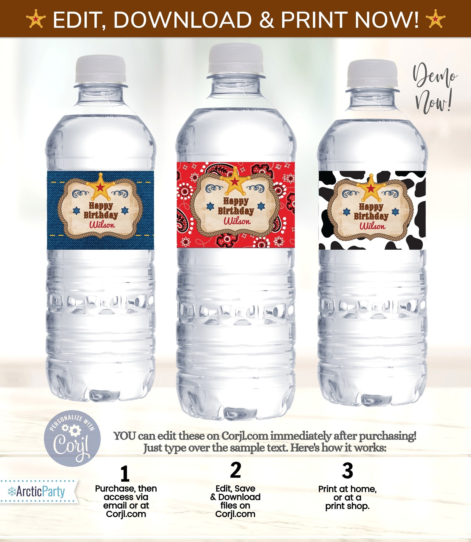 Western Water Bottle Wrappers Western Water Bottle Labels - Etsy