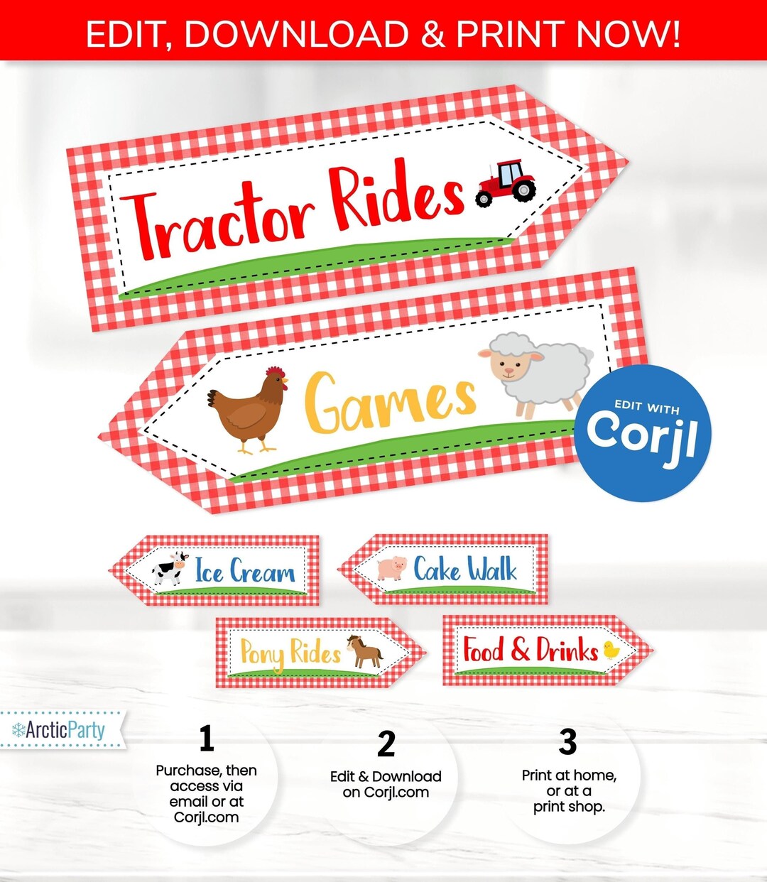 Farm Party Signs - Farm Arrow Signs - Farm Direction Signs - Farm ...