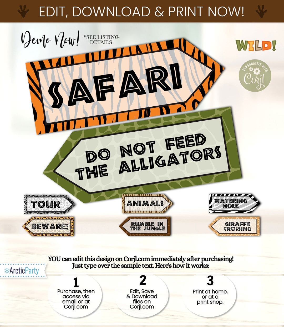 Safari Party Signs Jungle Party Signs Zoo Party Signs Animal Print ...