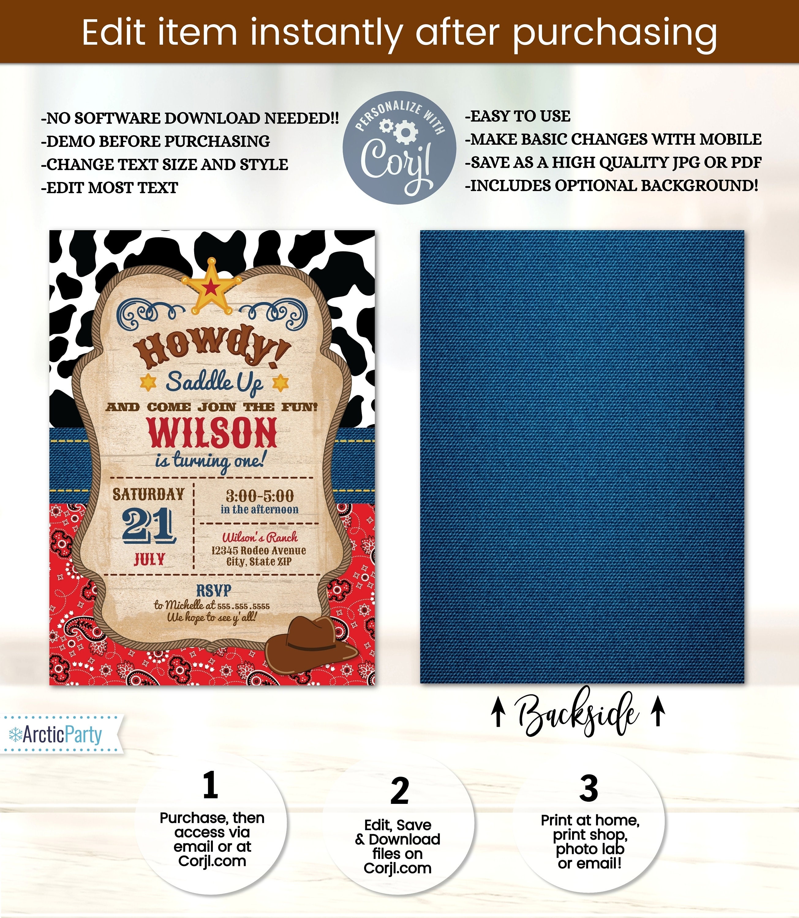 Cowboy Invitations Western Invitations Cowboy Party - Etsy