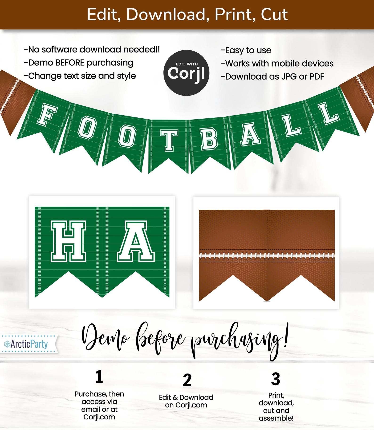 Football Party Banner - Printable Football Banner - Football Flags ...