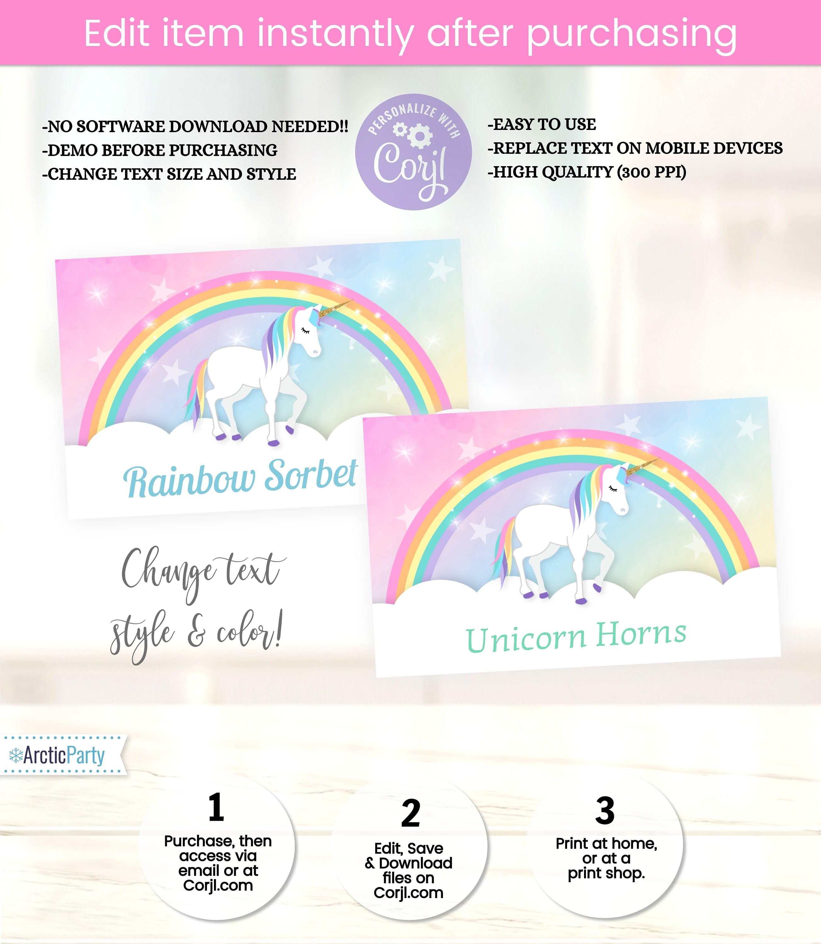 Unicorn Place Cards, Printable Unicorn Tent Cards - Unicorn Labels ...