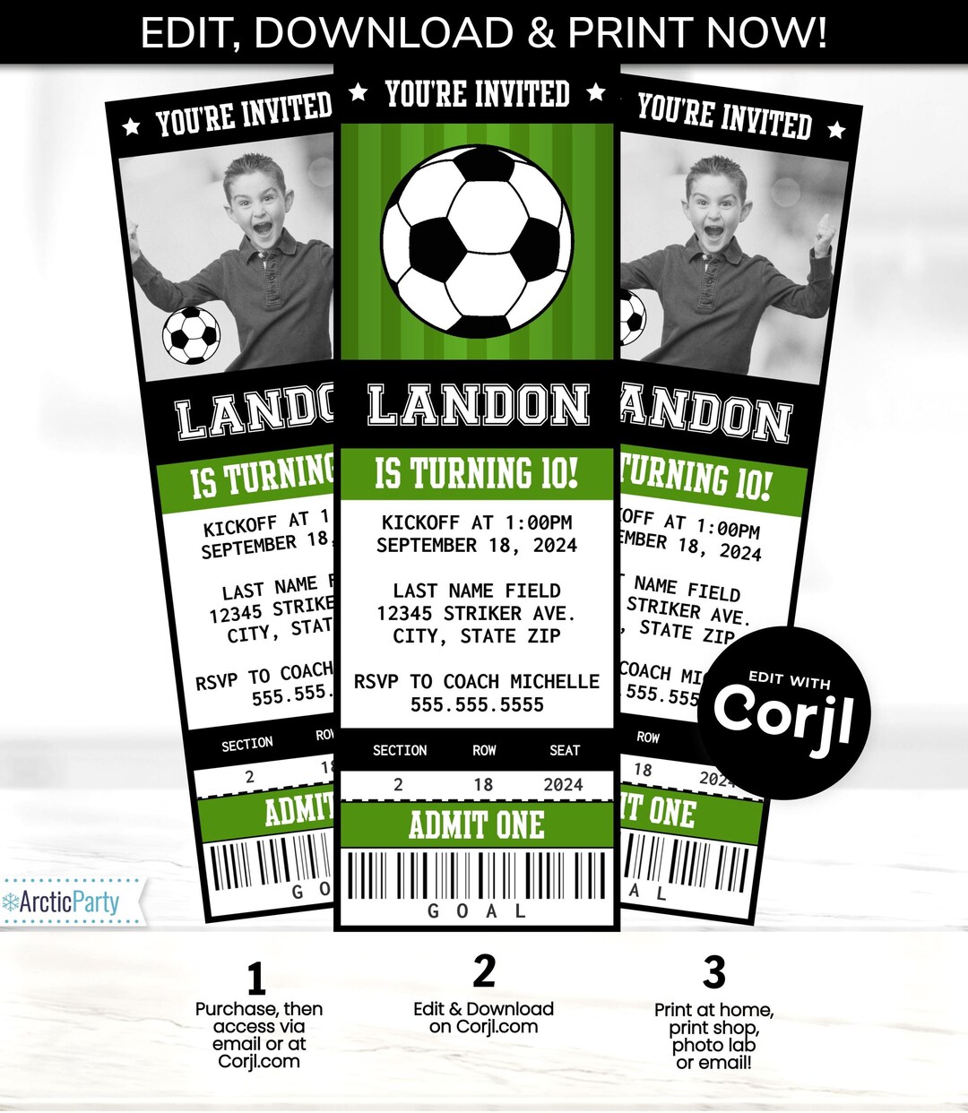 Soccer Invitations - Soccer Ticket Invitation - Soccer Party - Soccer ...