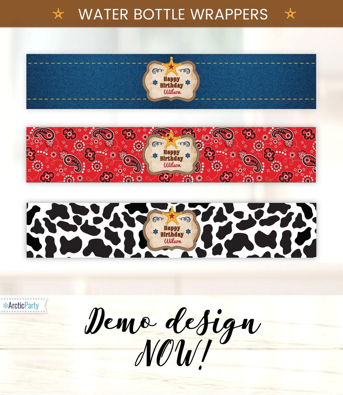 Western Water Bottle Wrappers Western Water Bottle Labels - Etsy