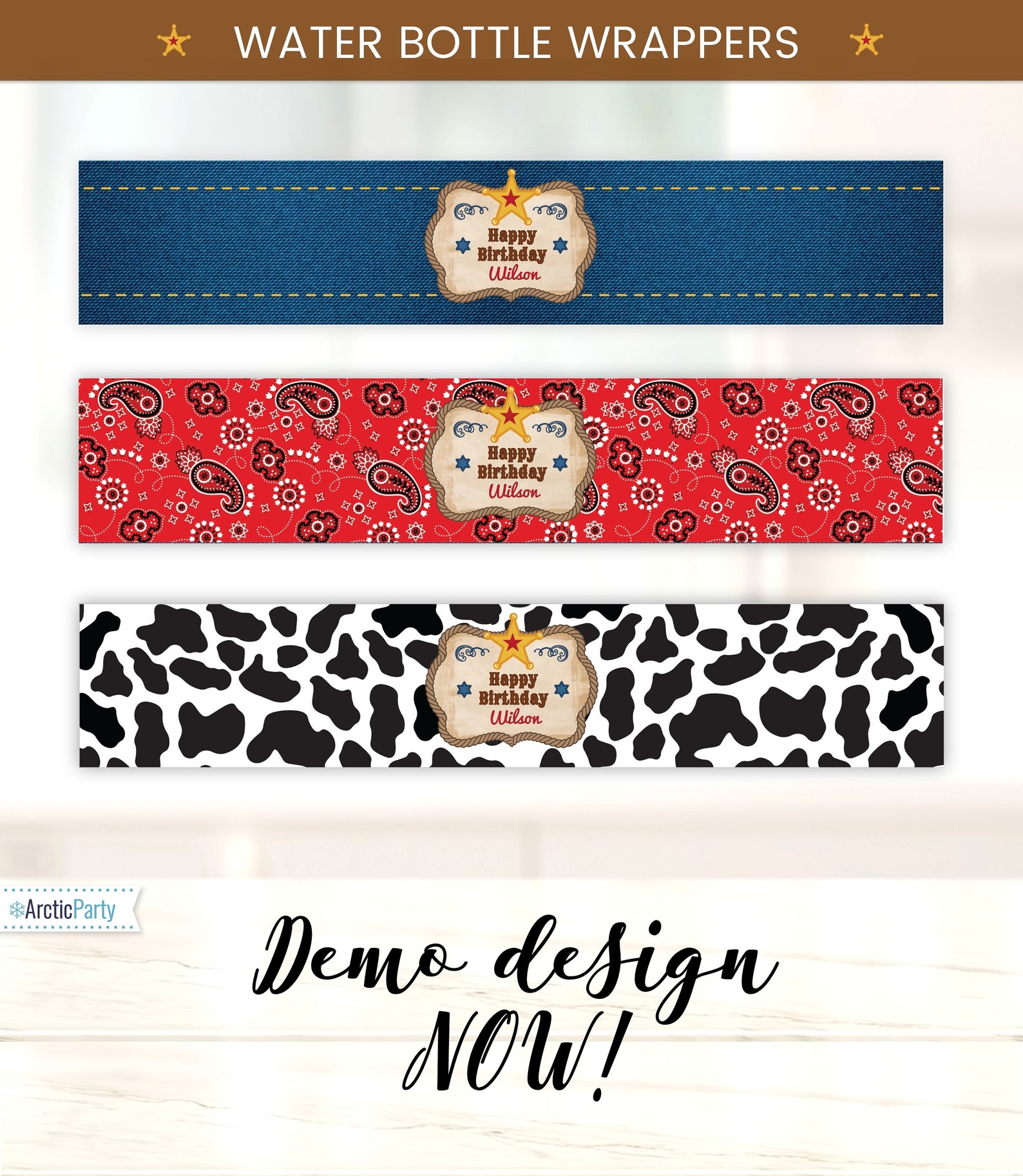 Western Water Bottle Wrappers Western Water Bottle Labels | Etsy