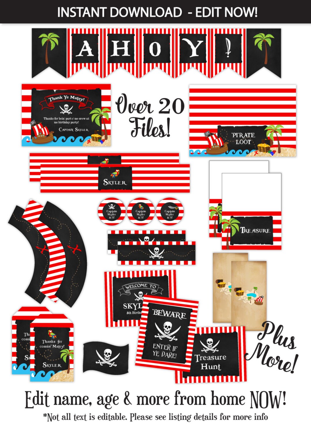 Pirate Party Decorations, Pirate Party Favors, Pirate Party Pack ...