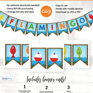 Fishing Banner - Printable Fishing Sign - Fishing Flags - Fishing Party ...