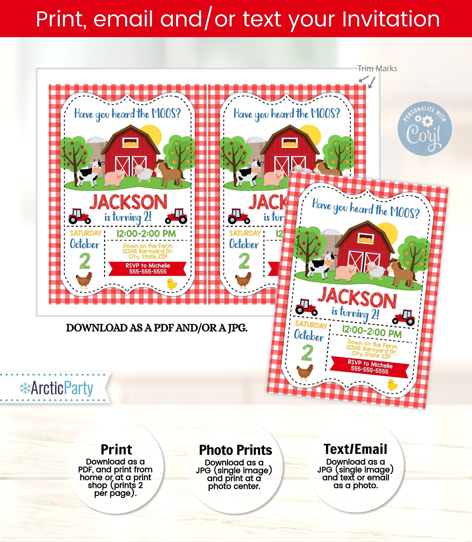 Farm Party Invitation Farm Themed Birthday Invitation - Etsy