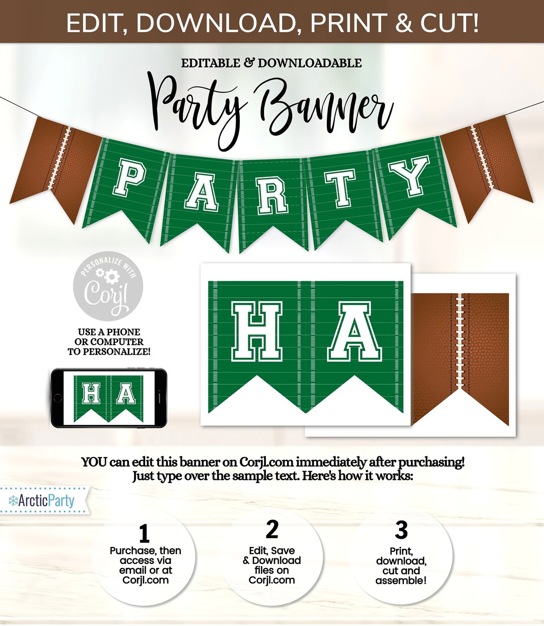Football Party Banner, Printable Football Banner Editable Football ...