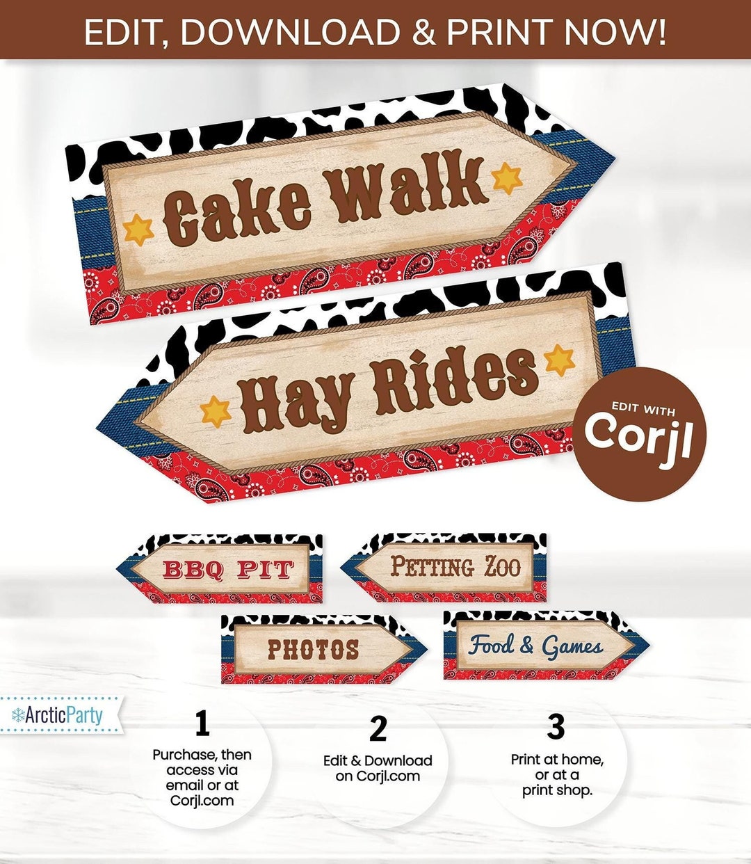 Western Party Signs - Western Arrow Signs - Western Direction Signs ...