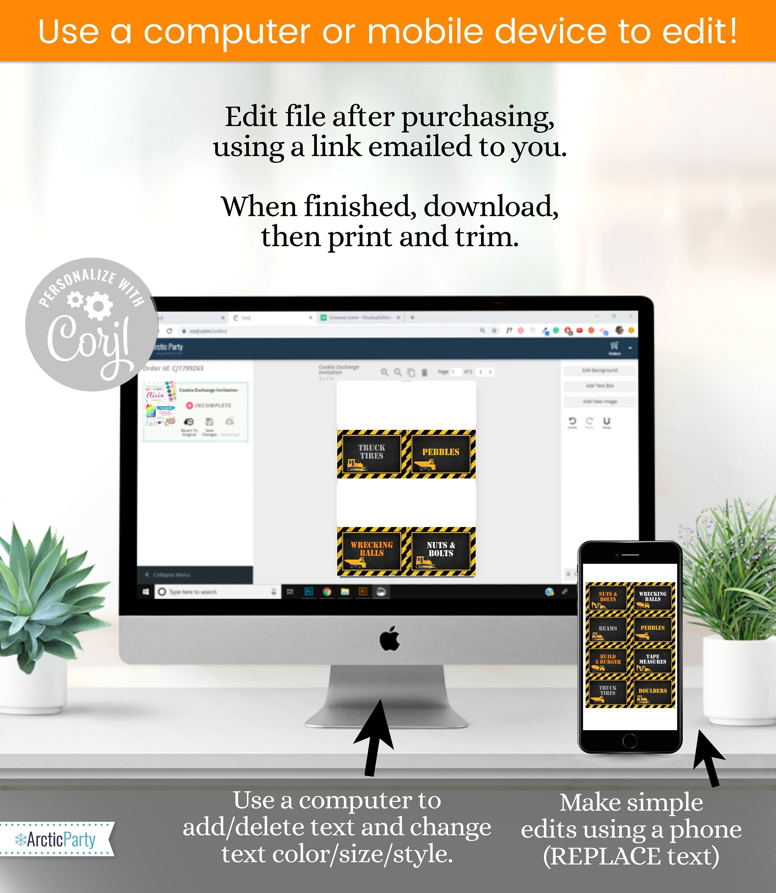 Construction Place Cards, Printable Construction Tent Cards ...