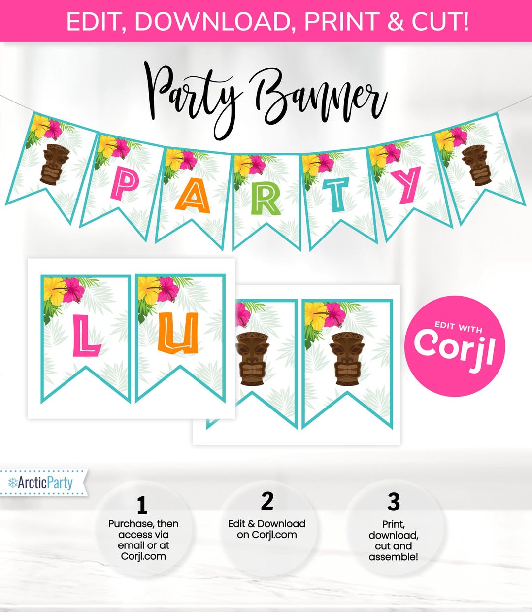 Hawaiian Luau Banner - Printable Luau Banner - Luau Welcome Signs ...