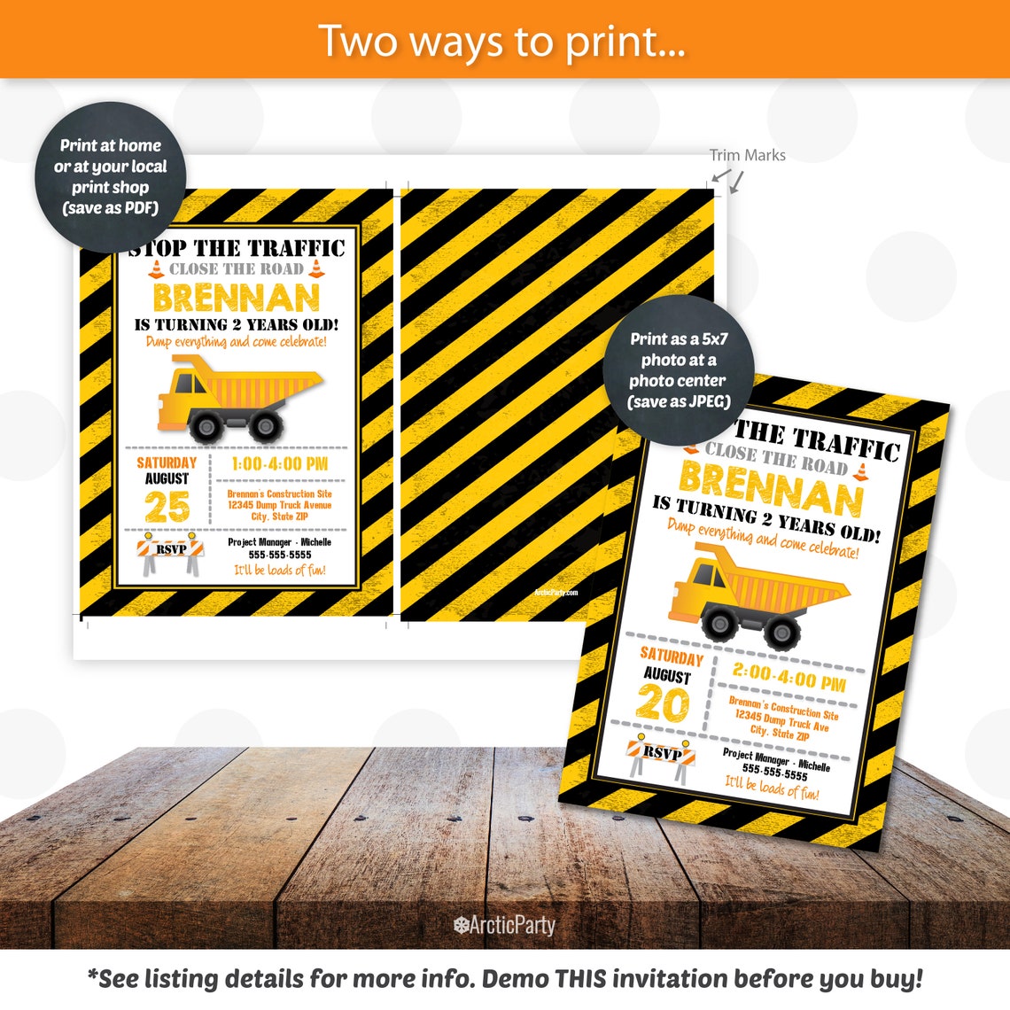 Construction Invitation Construction Birthday Party - Etsy