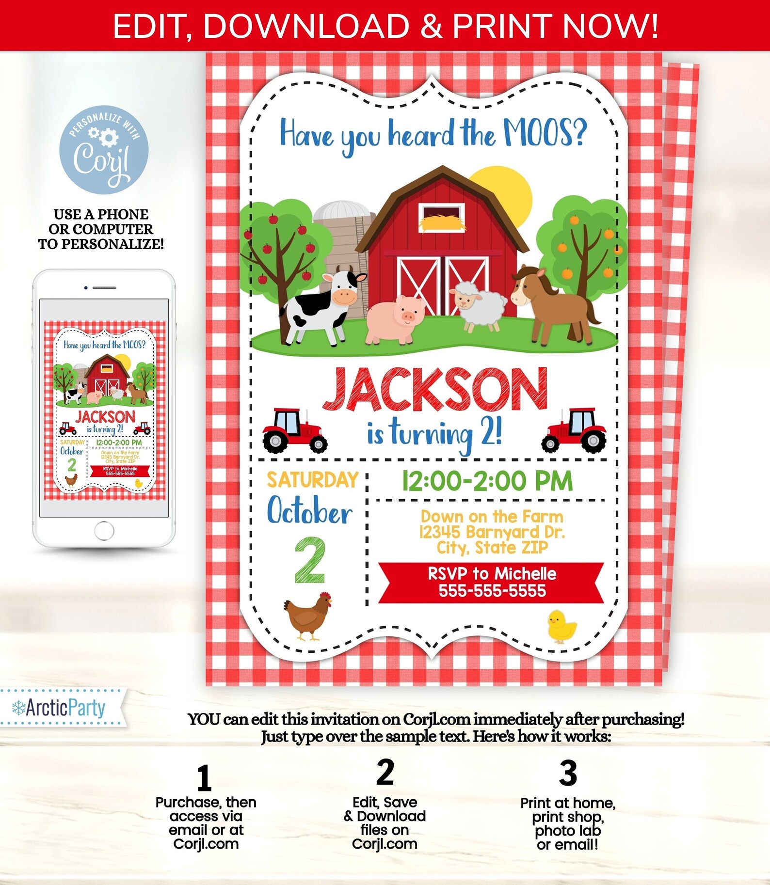 Farm Party Invitation Farm Themed Birthday Invitation - Etsy