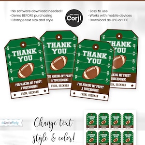 Football Favor Tags, Football Gift Tags, Printable Football Favor Tags ...