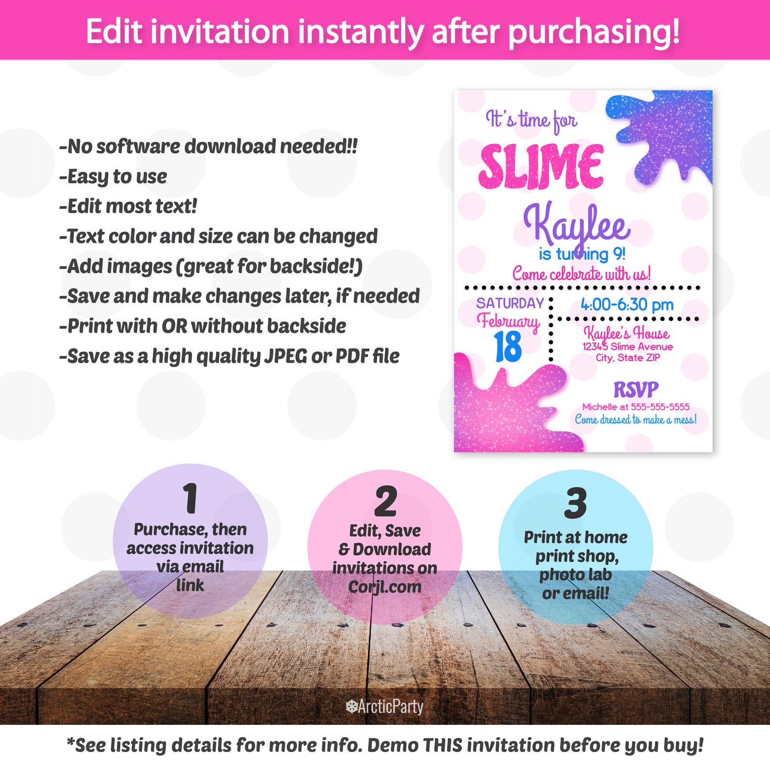 Slime Party Invitations Slime Invitation Slime Theme Party - Etsy