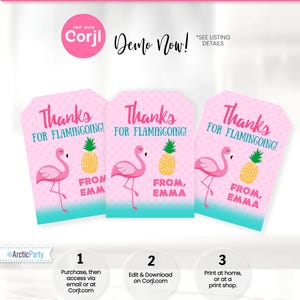 Flamingo Gift Tags - Printable Flamingo Tags - Flamingo Favor Tags ...