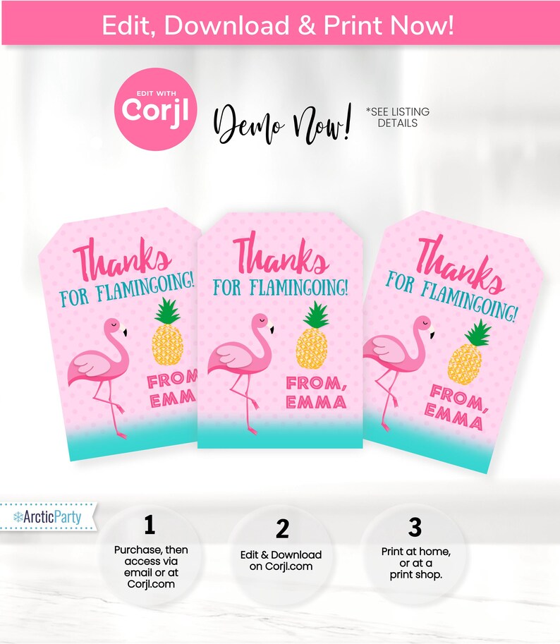 Flamingo Gift Tags - Printable Flamingo Tags - Flamingo Favor Tags ...