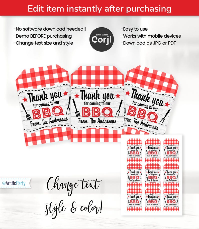 Barbecue Gift Tags - Printable BBQ Tags - Barbecue Favor Tags - I Do ...