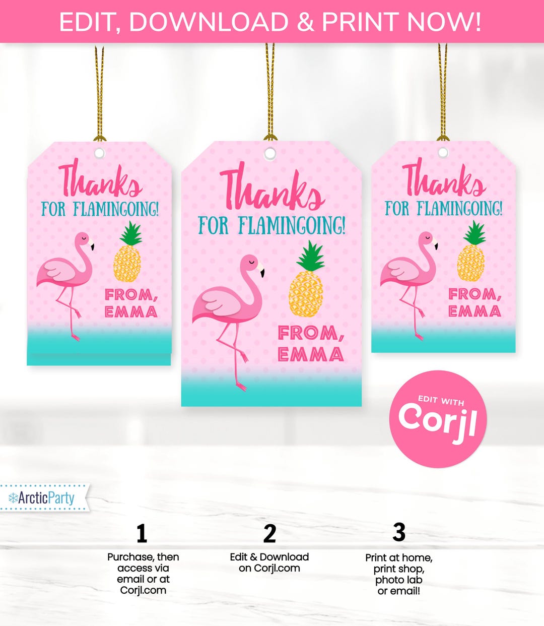 Flamingo Gift Tags - Printable Flamingo Tags - Flamingo Favor Tags ...