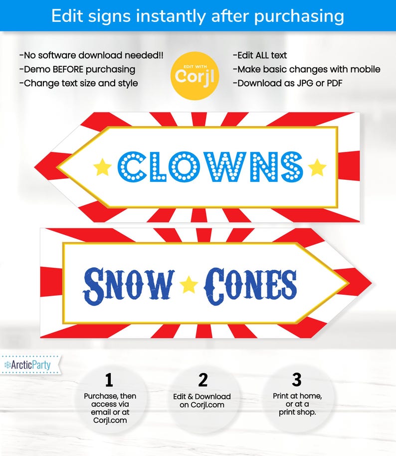 Carnival Party Signs - Carnival Arrow Signs - Carnival Direction Signs ...