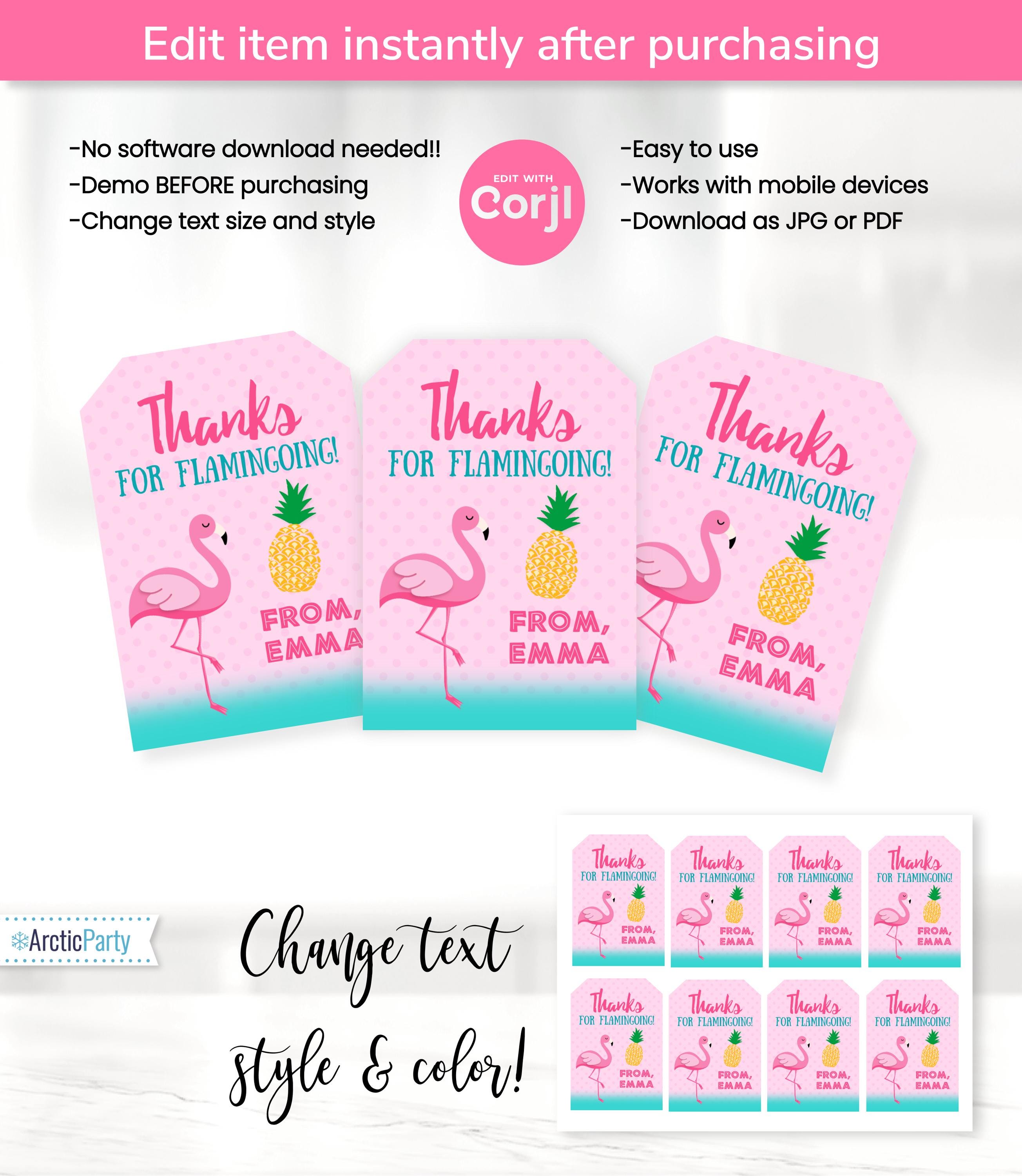 Flamingo Gift Tags - Printable Flamingo Tags - Flamingo Favor Tags ...
