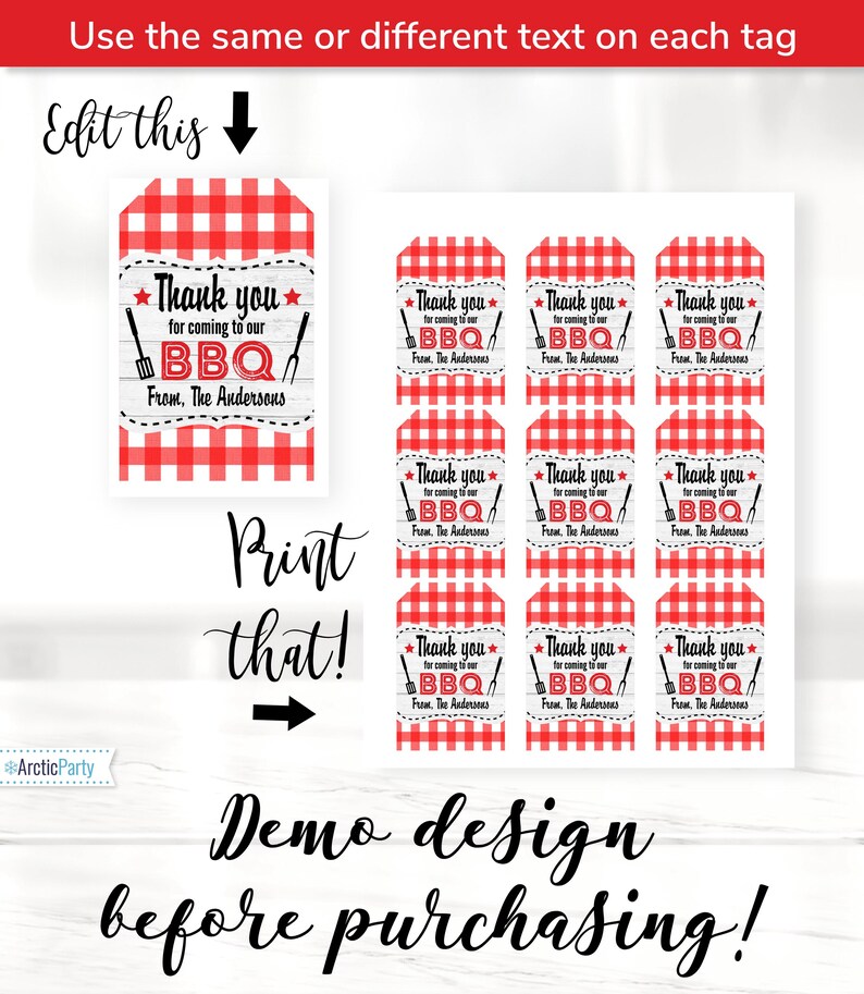Barbecue Gift Tags - Printable BBQ Tags - Barbecue Favor Tags - I Do ...
