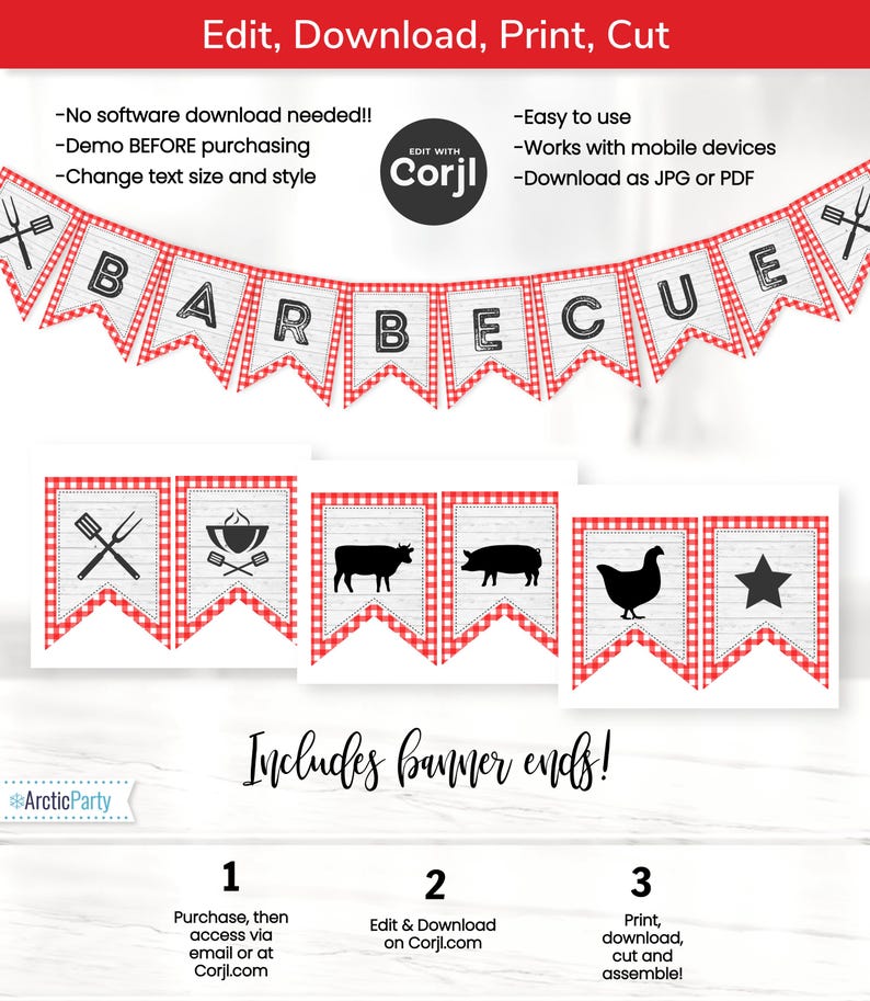 BBQ Banner - Printable BBQ Sign - Barbecue Flags - I Do BBQ - Barbecue ...