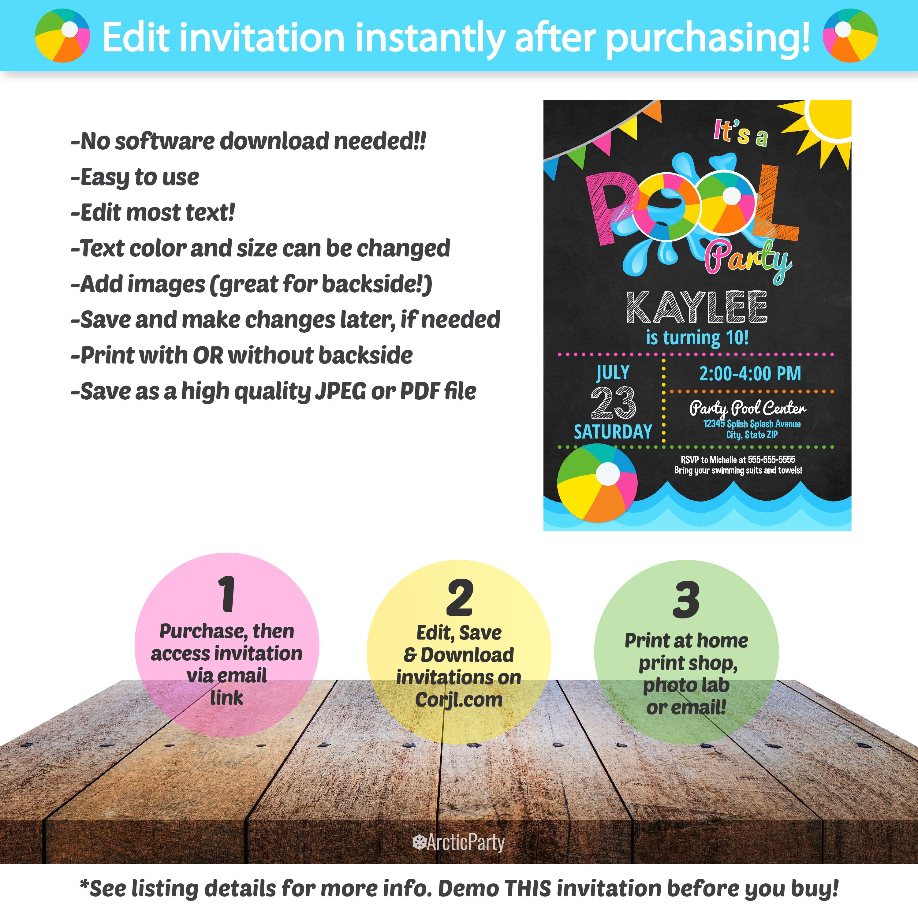 Pool Party Invitations Swimming Pool Birthday Party | Etsy