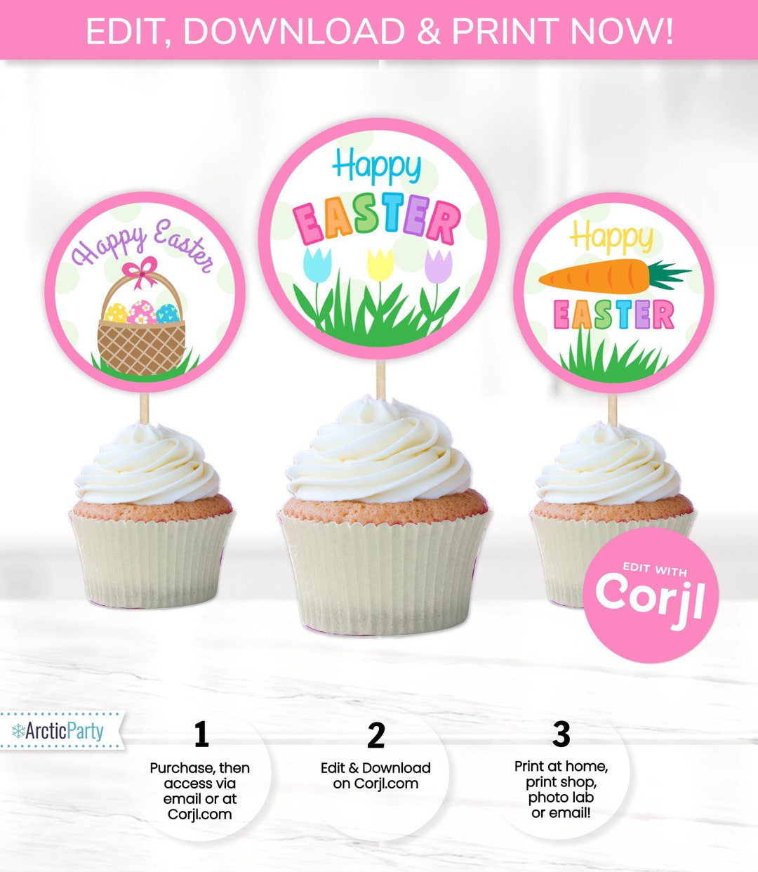 Easter Cupcake Toppers, Easter Circles, Easter Stickers, Easter Labels, Easter Theme Easter ...