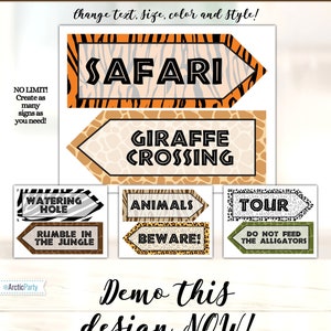 Safari Party Signs Jungle Party Signs Zoo Party Signs Animal Print ...