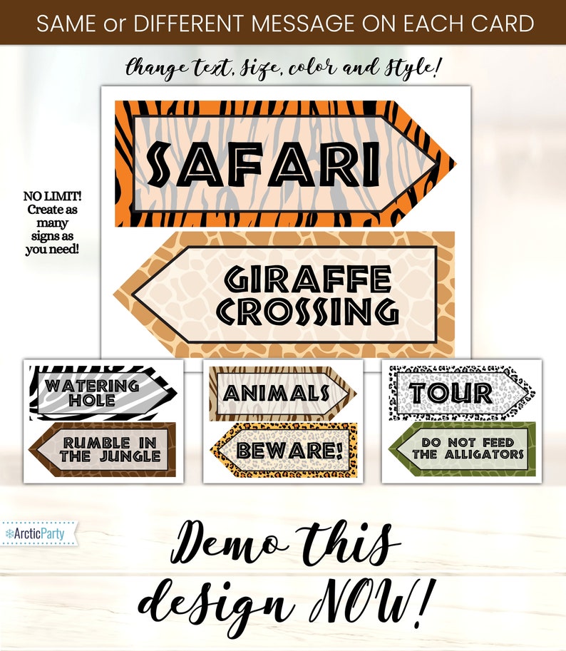 Safari Party Signs Jungle Party Signs Zoo Party Signs - Etsy