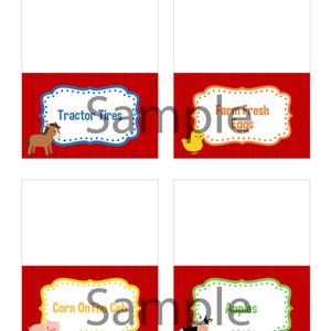 Farm Party Labels - Farm Tent Cards - INSTANTLY Downloadable and ...