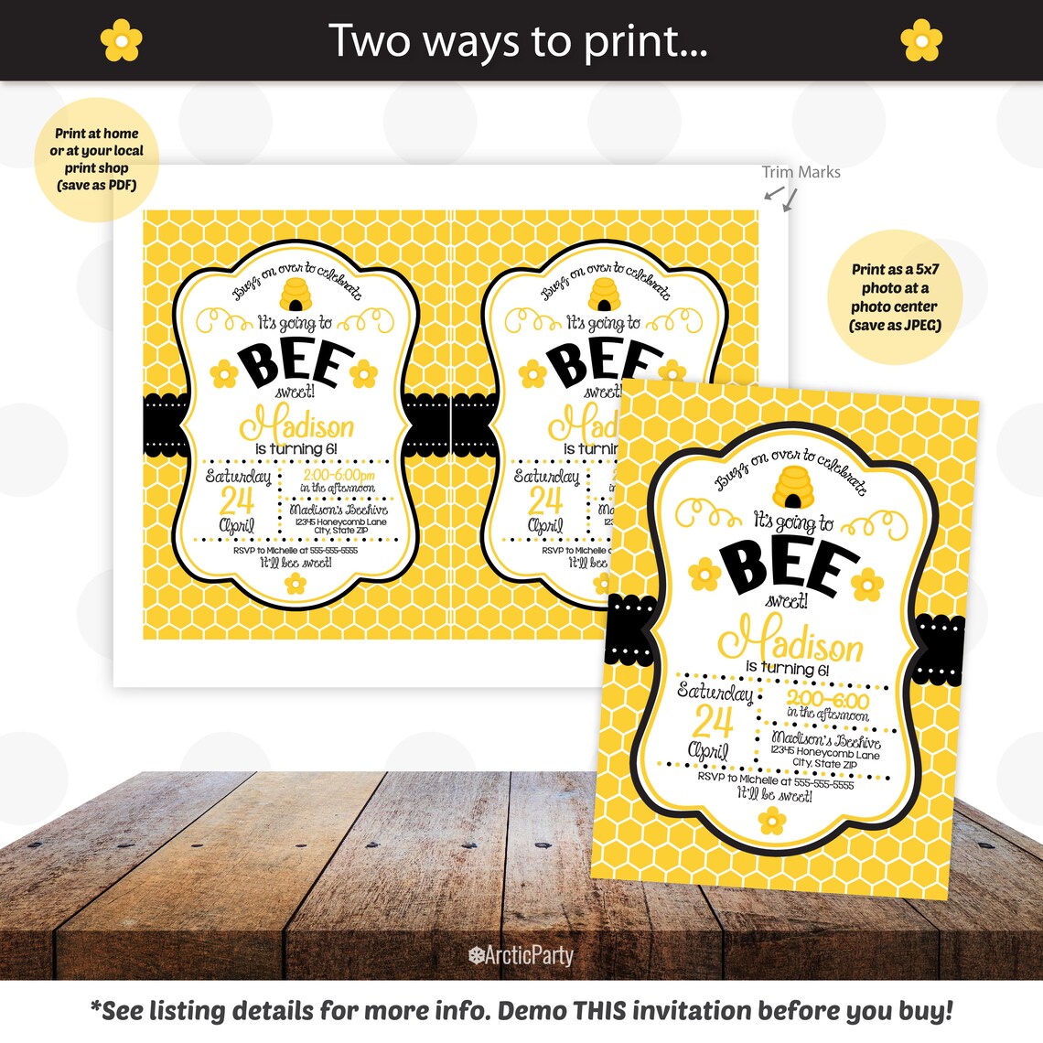 Bumble Bee Birthday Invitations Bumble Bee Party Supplies - Etsy