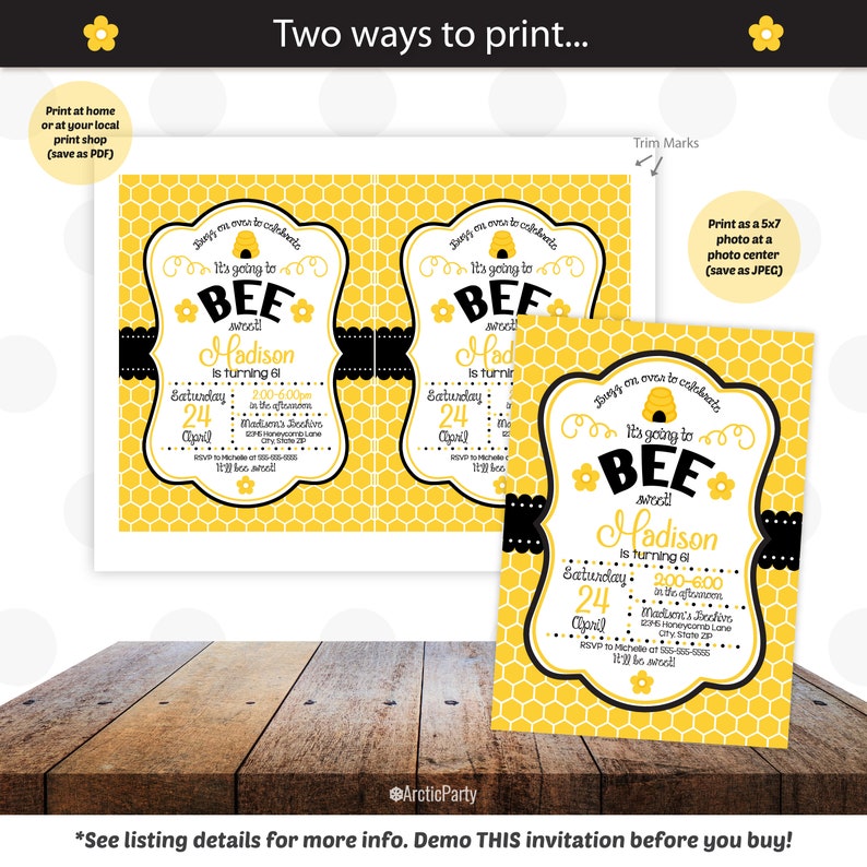 Bumble Bee Birthday Invitations Bumble Bee Party Supplies - Etsy