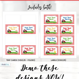 Farm Labels - Farm Food Labels - Farm Tags - Farm Theme Place Cards ...