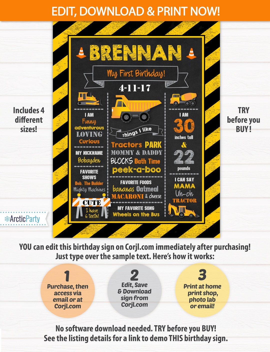 Construction Birthday Sign - Construction Party Sign - Construction ...