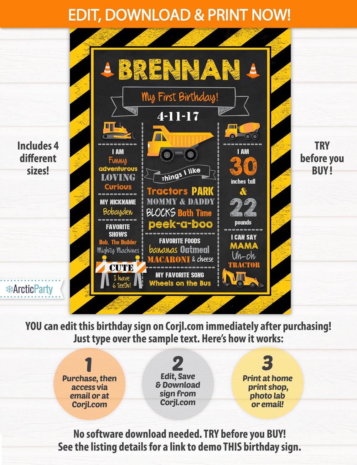 Construction Birthday Sign - Construction Party Sign - Construction ...