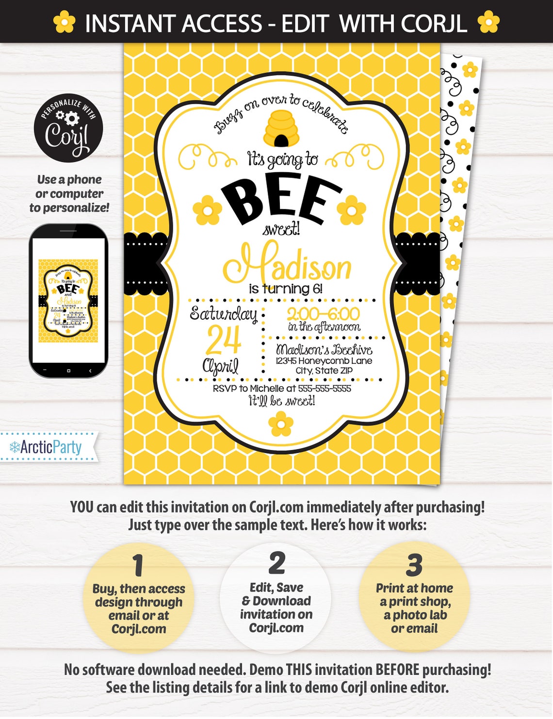 Bumble Bee Birthday Invitations Bumble Bee Party Supplies - Etsy