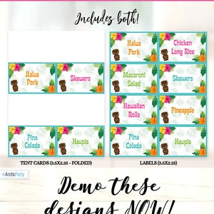 Luau Place Cards, Printable Luau Tent Cards Luau Party Labels Luau ...