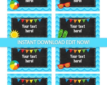 Pool Party Food Labels - Etsy